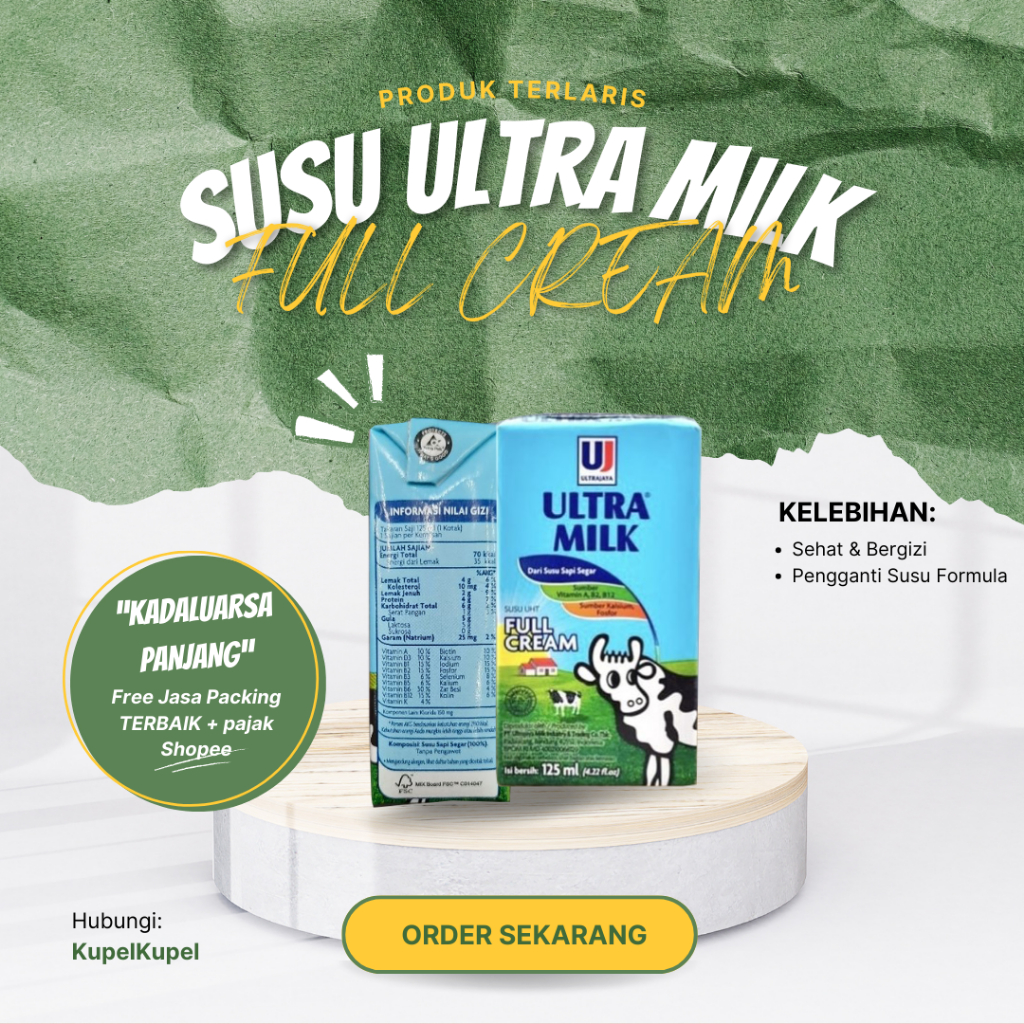 Jual Susu Ultra Milk UHT Full Cream 125 ML (Pengganti Sufor umur 2 ...
