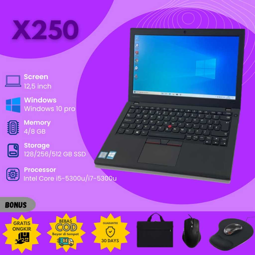 Jual LAPTOP LENOVO THINKPAD X230 X240 X250 X260 X270 X280 CORE I5 LAYAR 12,5 INCH MURAH MULUS ...