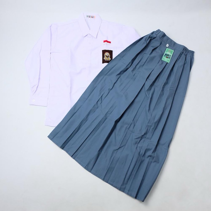 Jual Setelan Super Lengkap Seragam Sekolah SMA SMK BAJU PANJANG ROK PANJANG Perempuan Cewek ...