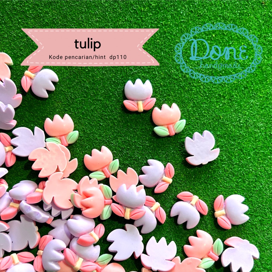 Jual done handymade deco part resin tempel bandul liontin tulip dp110 ...