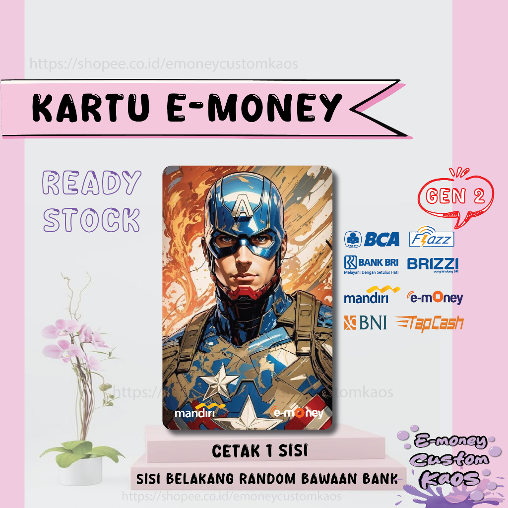 Jual KARTU EMONEY SUPERHERO CAPTAIN AMERICA MANDIRI FLAZZ BCA BNI ...