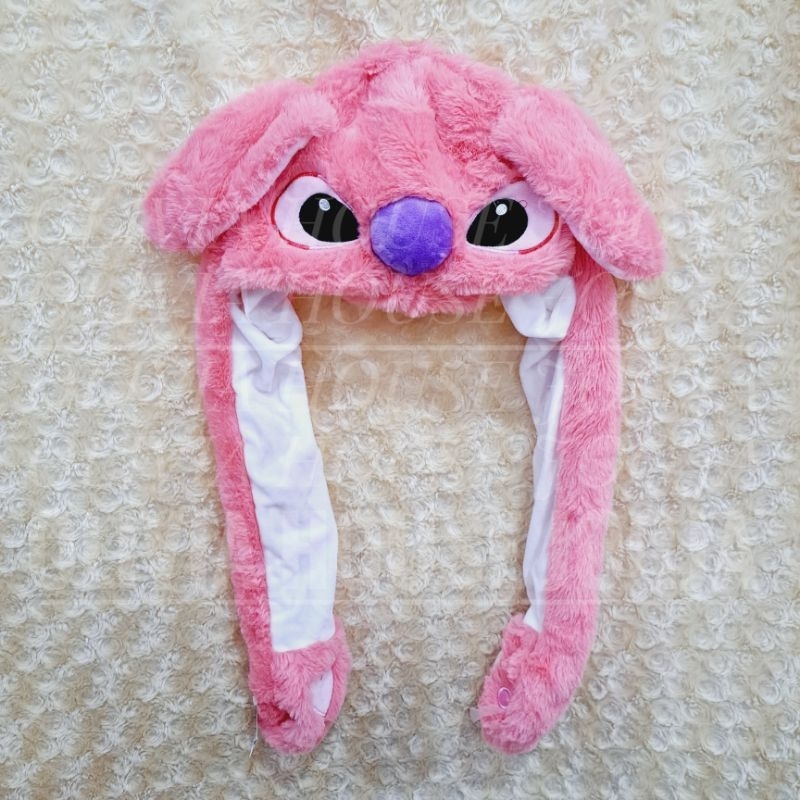 Jual Topi Telinga Gerak Angel Pink Bunny Hat Angel Stitch Pink Topi ...