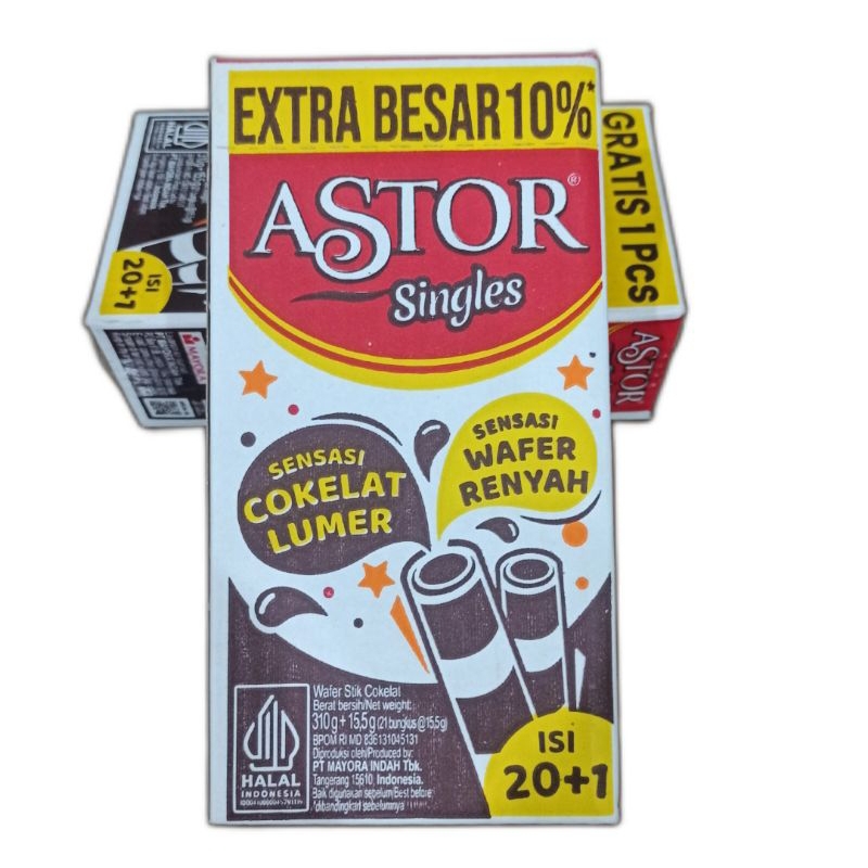 Jual Astor Singles Wafer Choco Stick Coklat Lumer 20 Single Pack ...