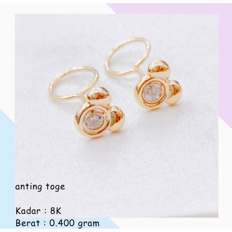 Jual Anting Emas Toge Disney Minnie Mickey 8K 0.400Gr - 8K 0.500Gr ...