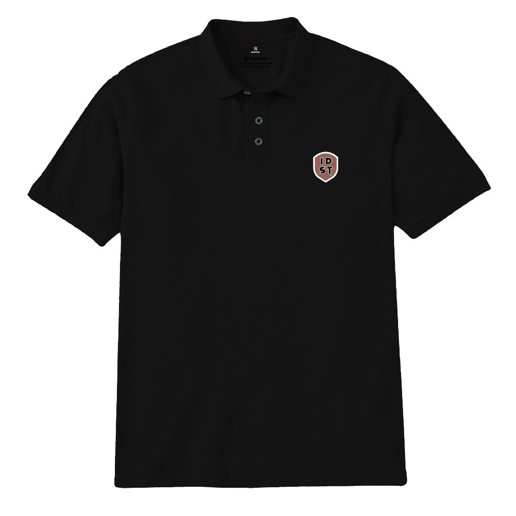 Jual Indostreet - Kaos Polo Shirt Hitam Lengan Pendek IDST Logo Font ...