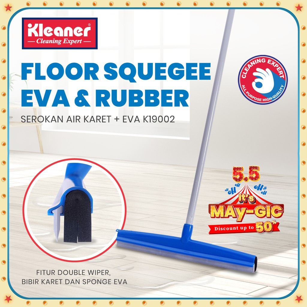 Jual Kleaner Serokan Air Karet Double Wiper Sponge EVA Floor Squegee Pembersih Lantai K19002 ...