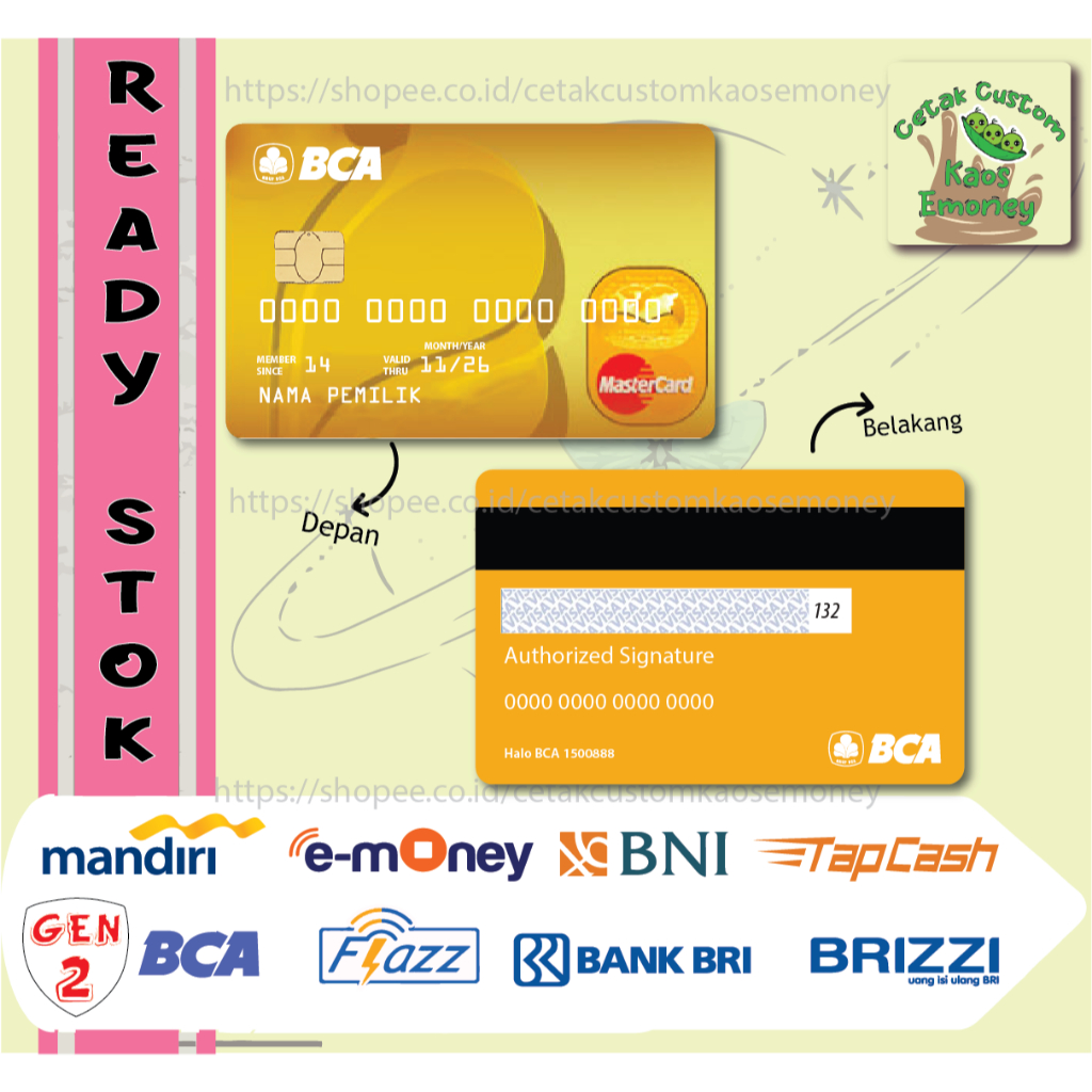 Jual KARTU E MONEY E TOLL CARD BCA MASTERCARD GOLD CARD GOLD EMONEY ...