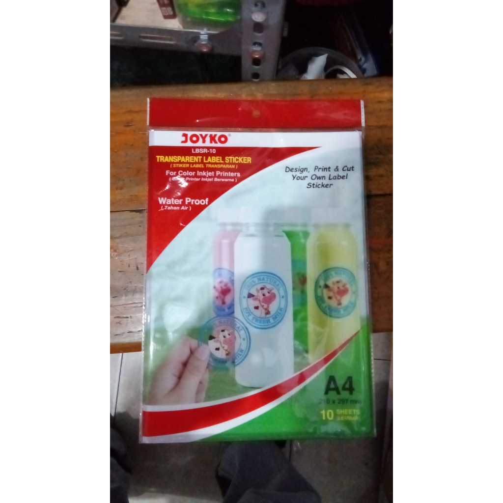 Jual Kertas Photo Transparent Sticker joyko LBSR-10 A4 210 x 297 mm isi ...