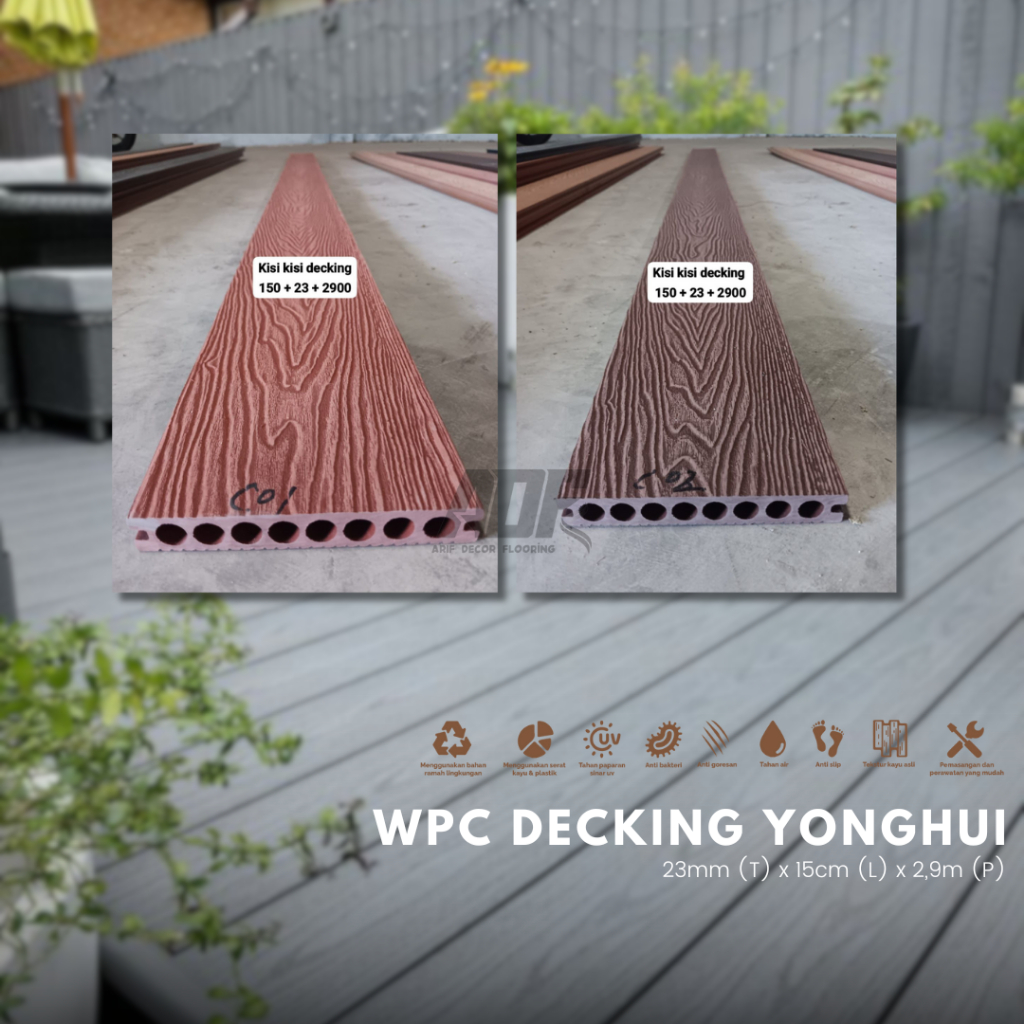 Jual wpc decking outdoor yonghui type C panjang 2,9m dekorasi lantai ...