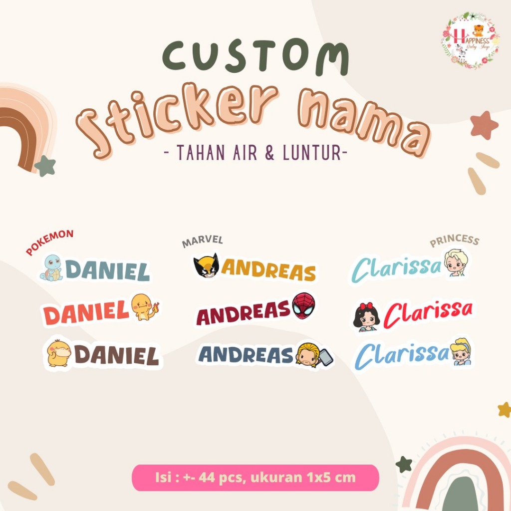 Jual (ISI 44) Sticker Label Nama Anak / Stiker Set Pack / Sticker ...