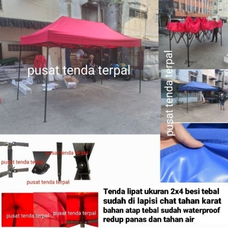 Jual Tenda lipat ukuran 2x4 besi tebal bahan atap sudah waterproof ...