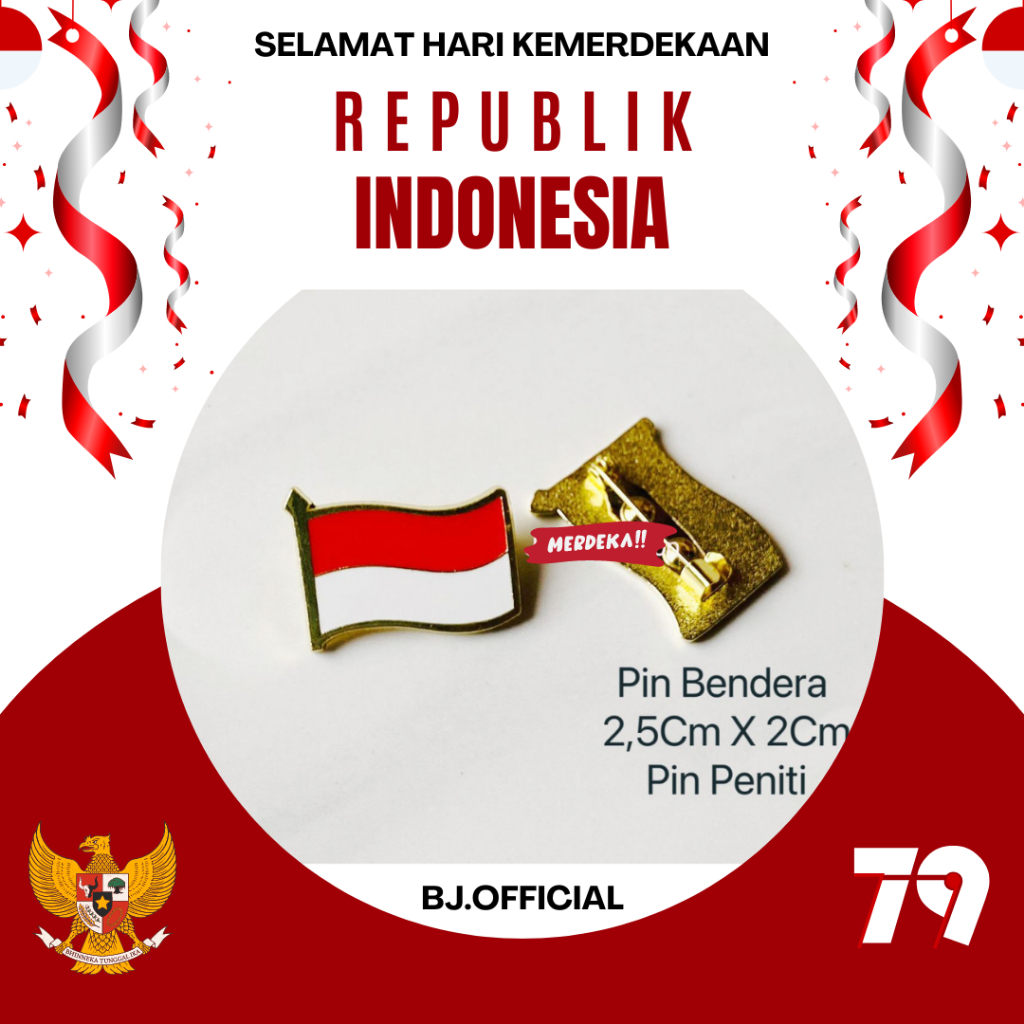 Jual READY PIN BENDERA MERAH PUTIH / PENITI SERBA BISA / 17 AGUSTUS ...