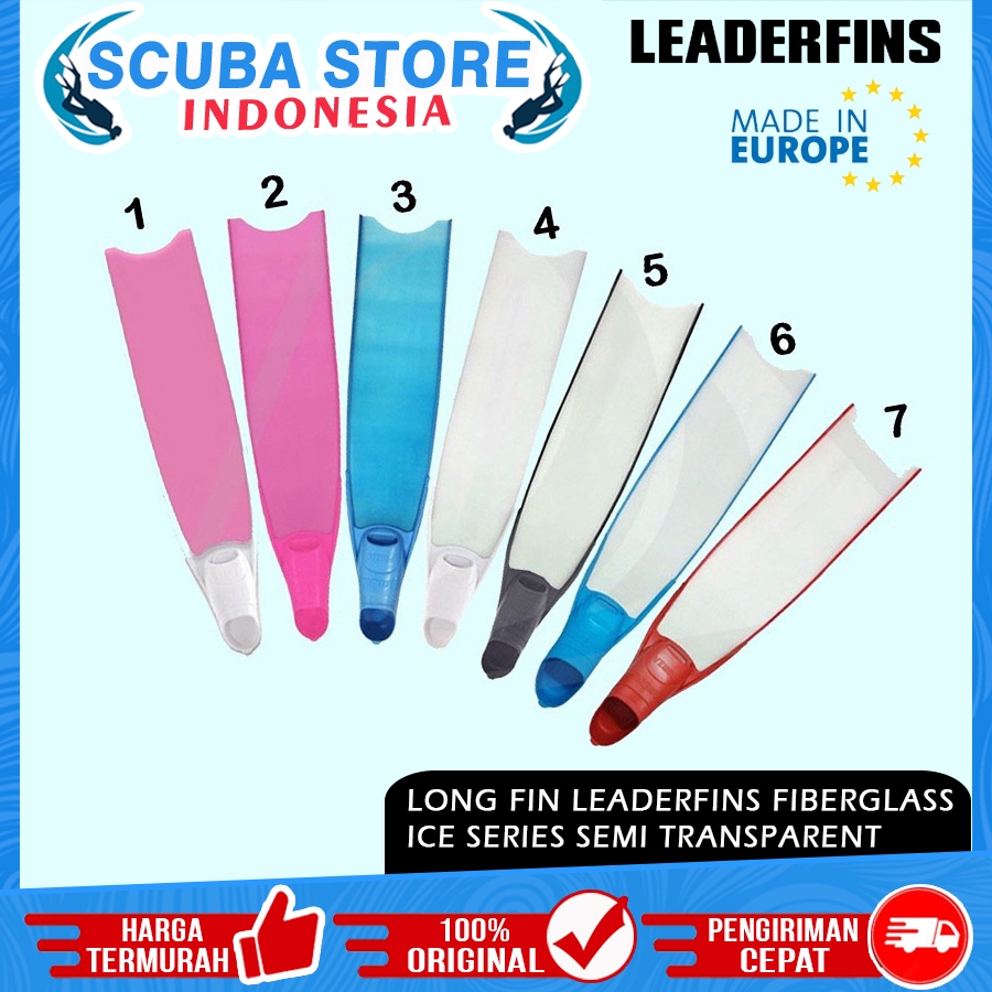 Jual Long Fin Leaderfins Fiberglass Transparent Blue Pink Ice Fins ...