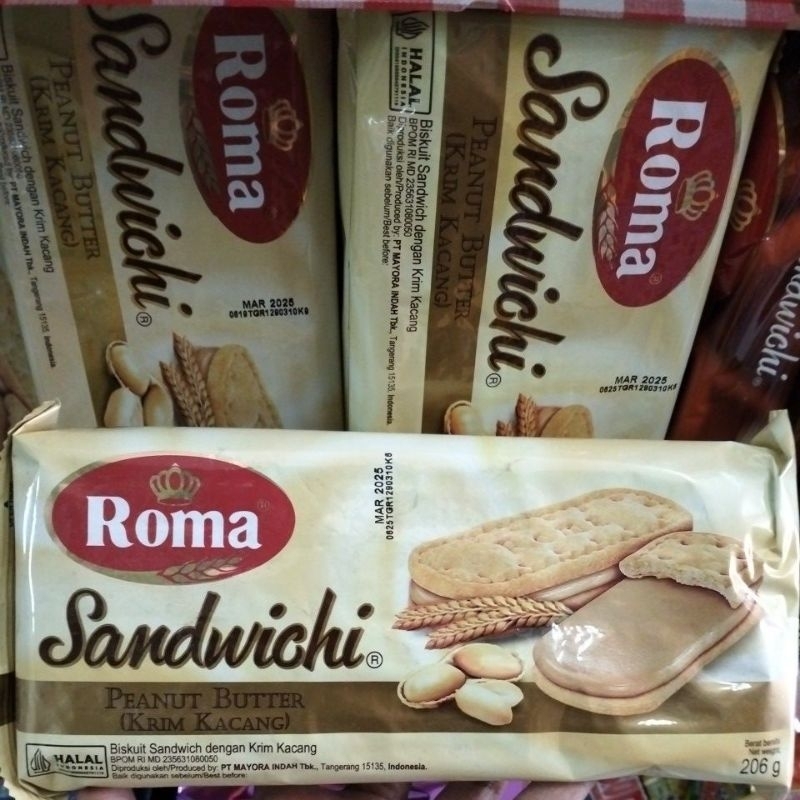 Jual ROMA SANDWICH PEANUT BUTTER 206G | Shopee Indonesia