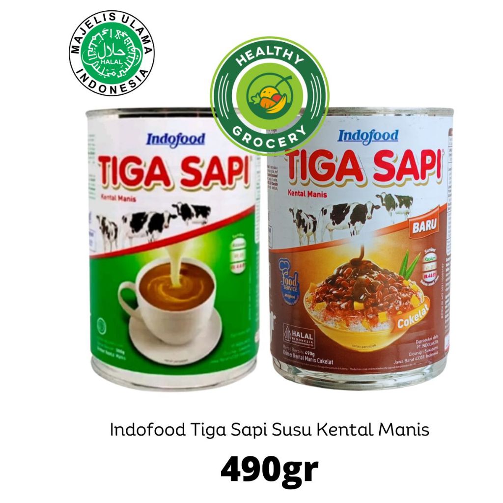 Jual Indofood Tiga Sapi Susu Kental Manis Putih / Cokelat 490gr ...