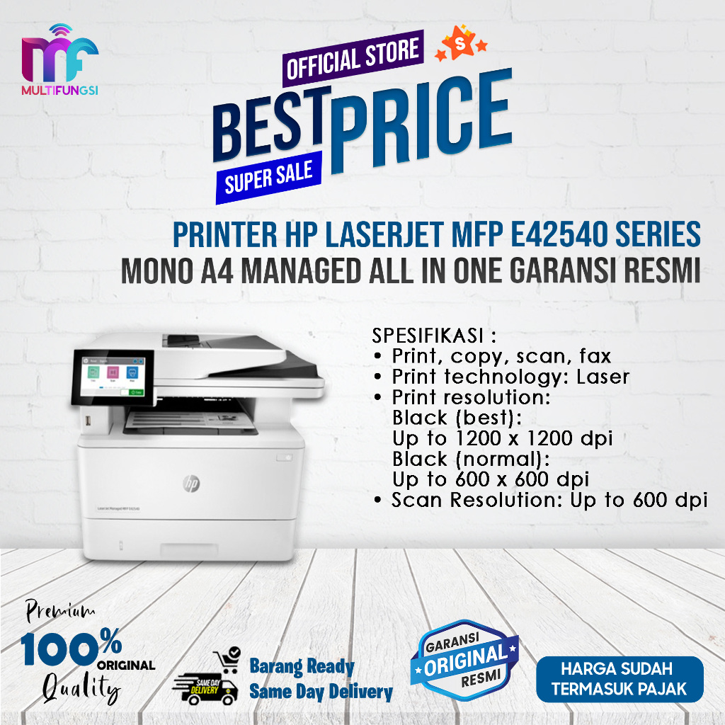 Jual Printer HP LaserJet MFP E42540 Series Mono A4 Managed All In One Garansi Resmi | Shopee ...