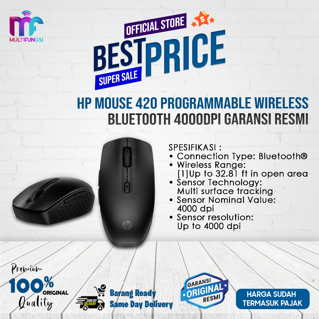 Jual HP Mouse 420 Programmable Wireless Bluetooth 4000dpi Garansi Resmi | Shopee Indonesia