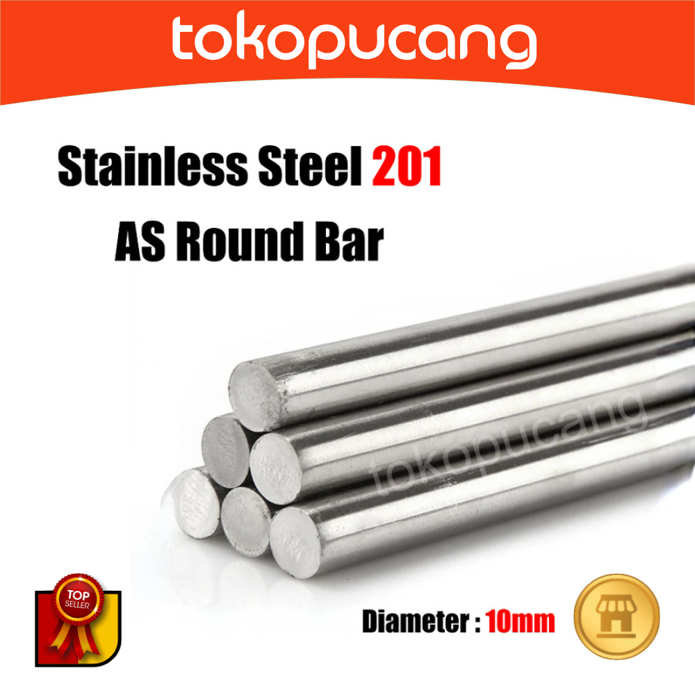 Jual AS Stainless Steel 201 diameter 10MM 1 meter SS 201 10MMX100CM Roundbar Stainless batang ...