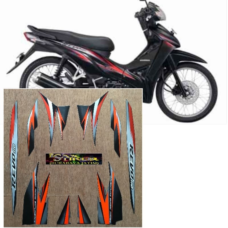 Jual Striping Original Honda Revo 110 STD hitam Lis merah tahun 2012 ...
