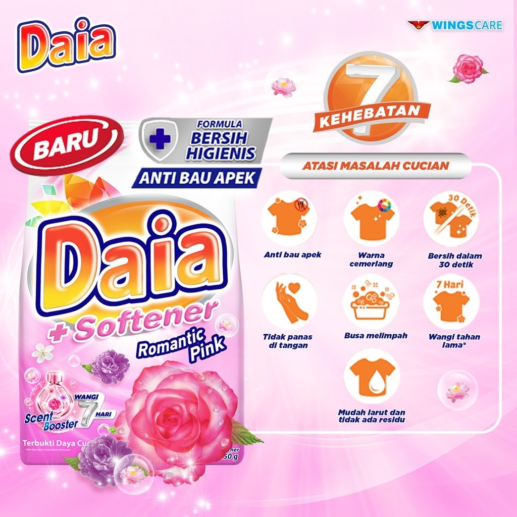 Jual Daia Deterjen Bubuk Romantic Pink Softener 800 gr | Shopee Indonesia