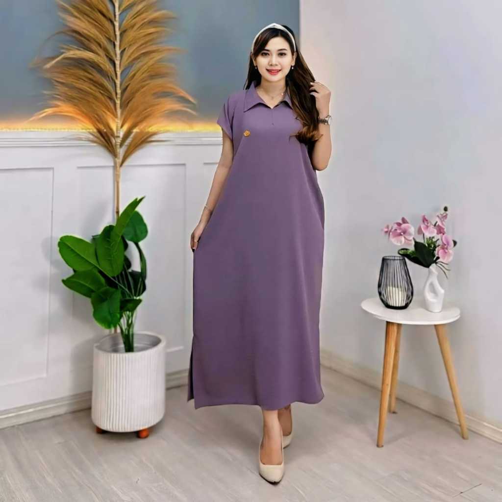 Jual Daster Aletha Korean Daster Kerah Kemeja Bahan Crinkle Airflow ...
