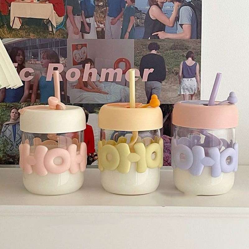 Jual Tumblr Gelas Minum Kaca HOHO Cup Kaca Simple Unik Aesthetic ...