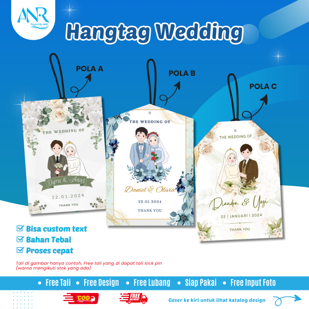 Jual D25 Hangtag wedding custom | Hang tag pernikahan tag label thank ...