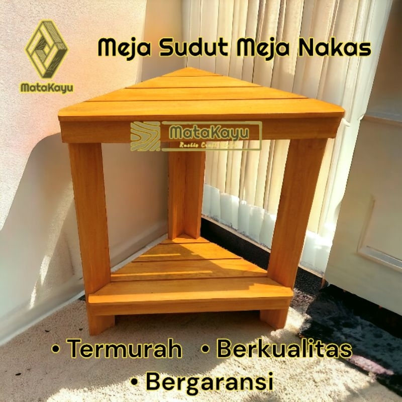 Jual meja sudut kayu meja segi tiga coffee table wood minimalis ...