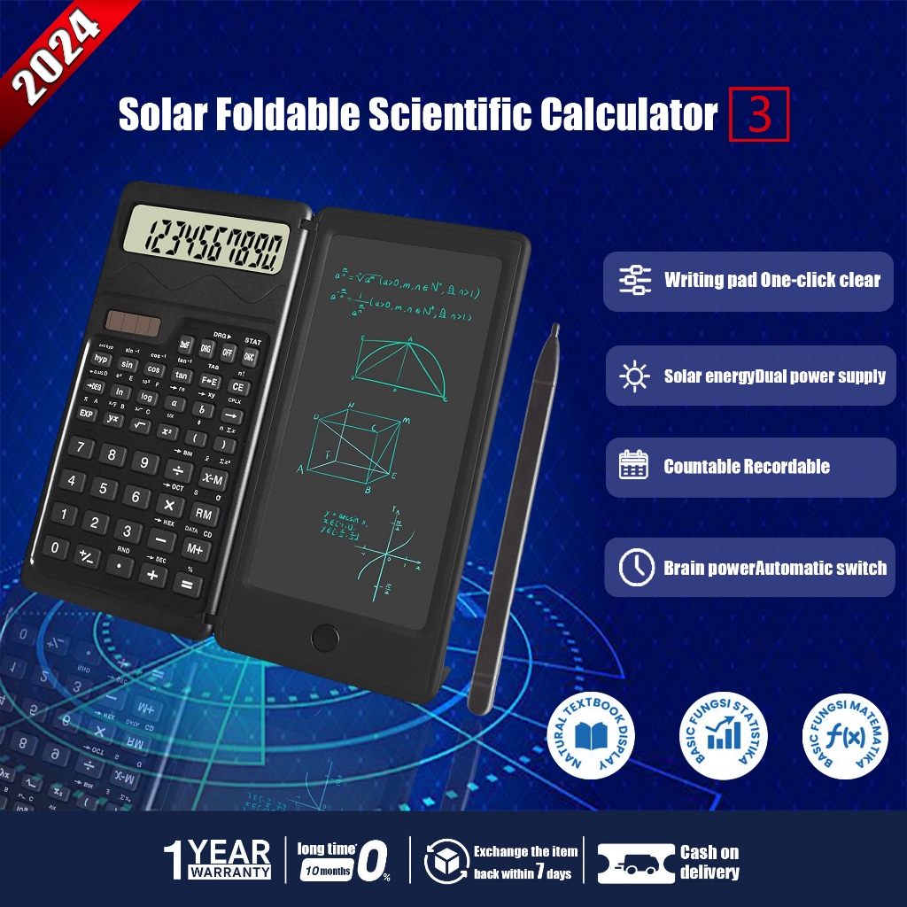 Jual Solar Foldable Scientific Calculator 10-Digit with Erasable LCD ...