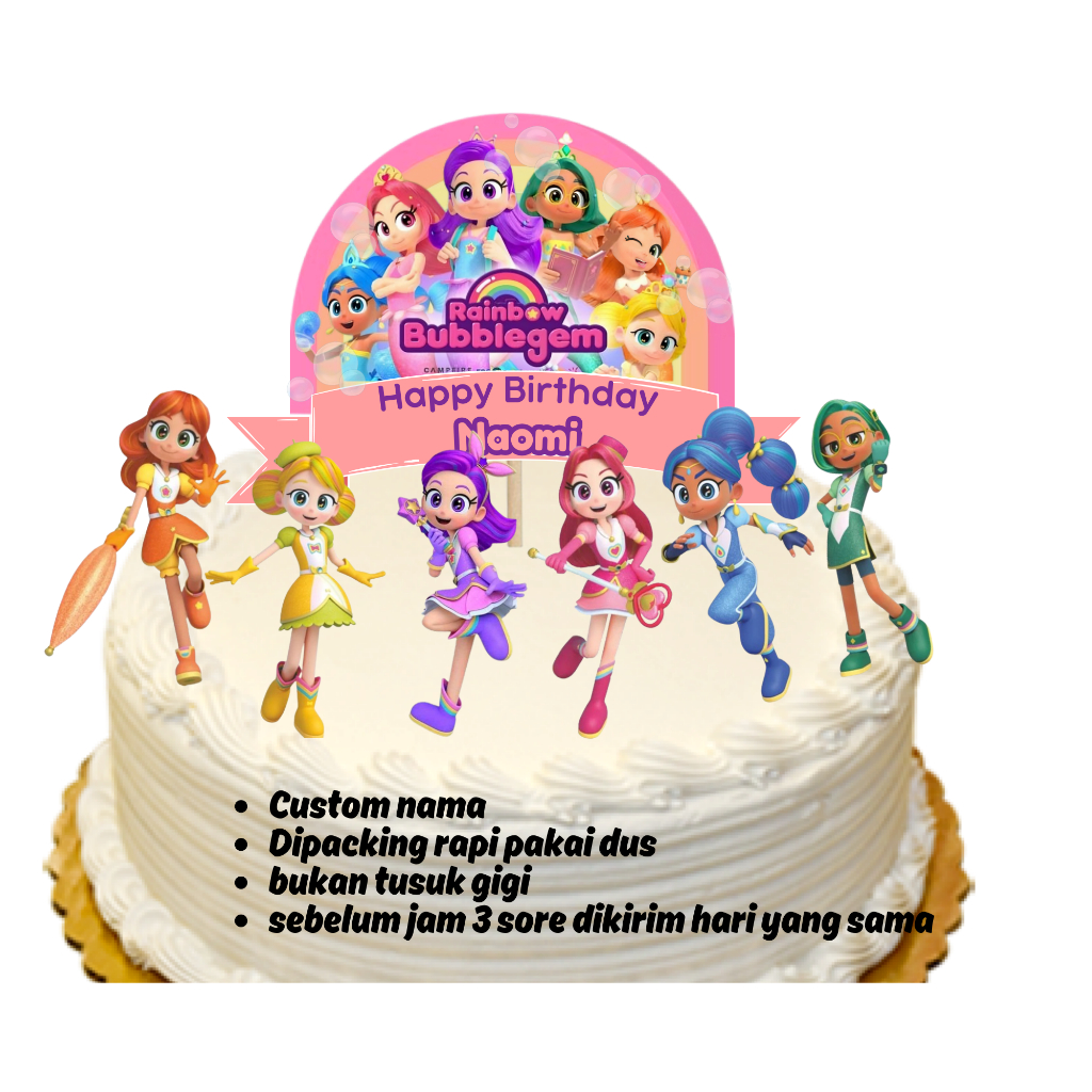 Jual Topper rainbow bubblegum hiasan kue ulang tahun happy birthhday ...