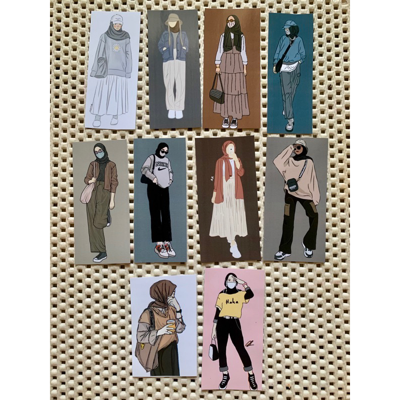 Jual Hijab Girl Sticker / OOTD Hijab Girls Sticker for Journaling ...