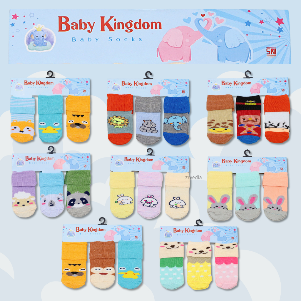 Jual (ISI 3 PASANG) Kaos Kaki Baby Kingdom - SNI / Bayi 0-12 Bulan Bahan Halus Baby Socks Baby ...
