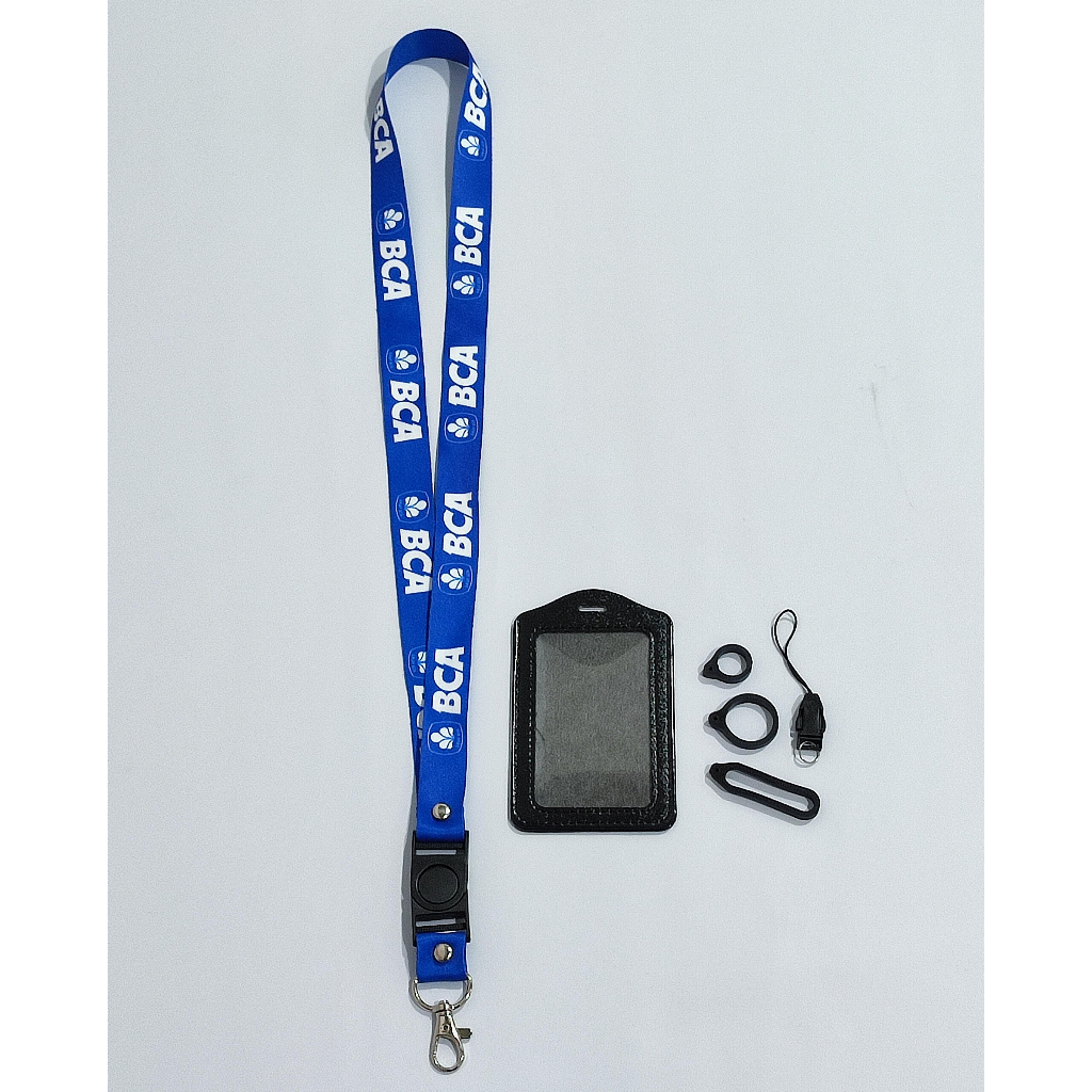 Jual Lanyard Bca Biru Full Printing Free Card+Oring/Lanyard Bca Biru ...