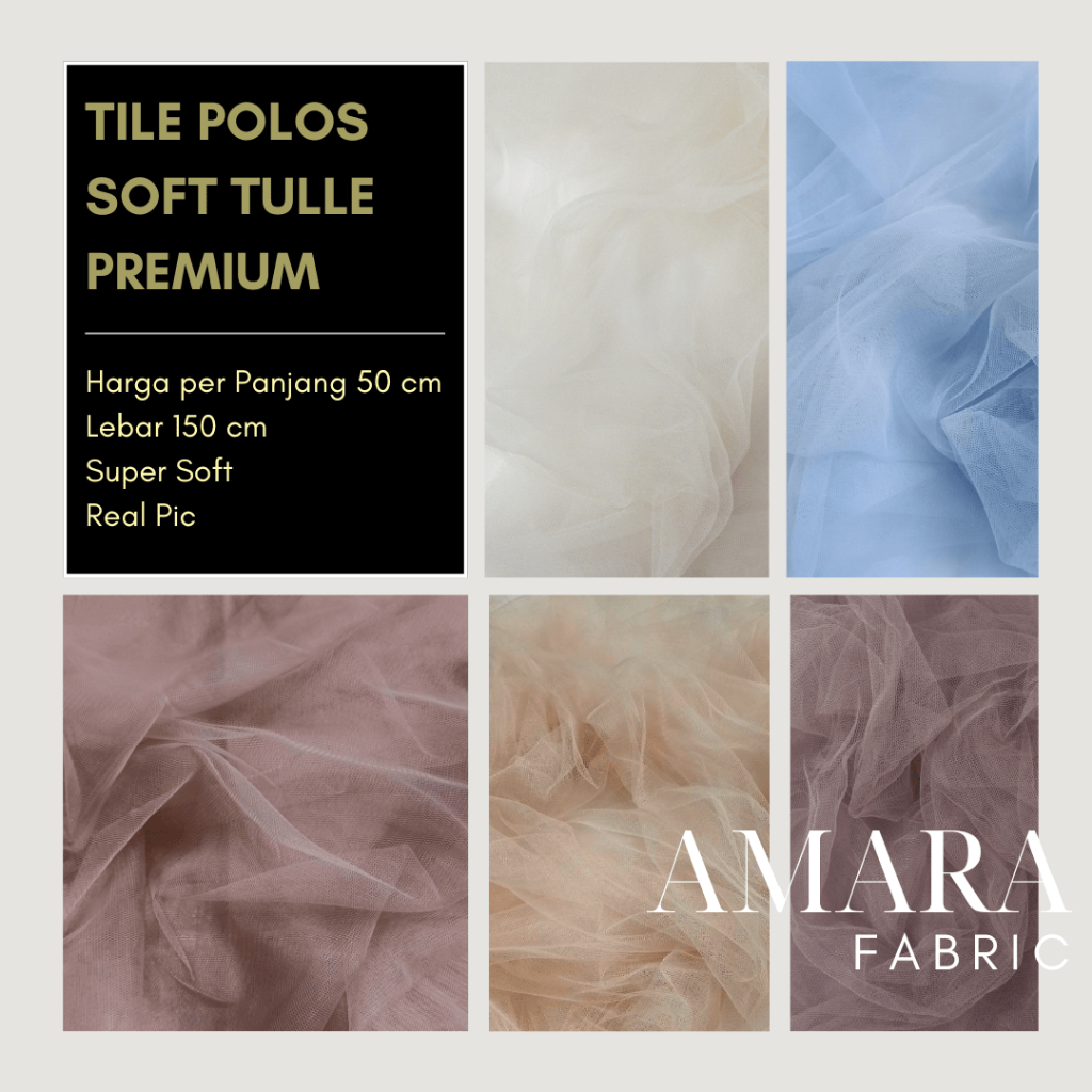 Jual Kain Super Soft Tulle Tile Polos Premium Amara Fabric | Shopee ...