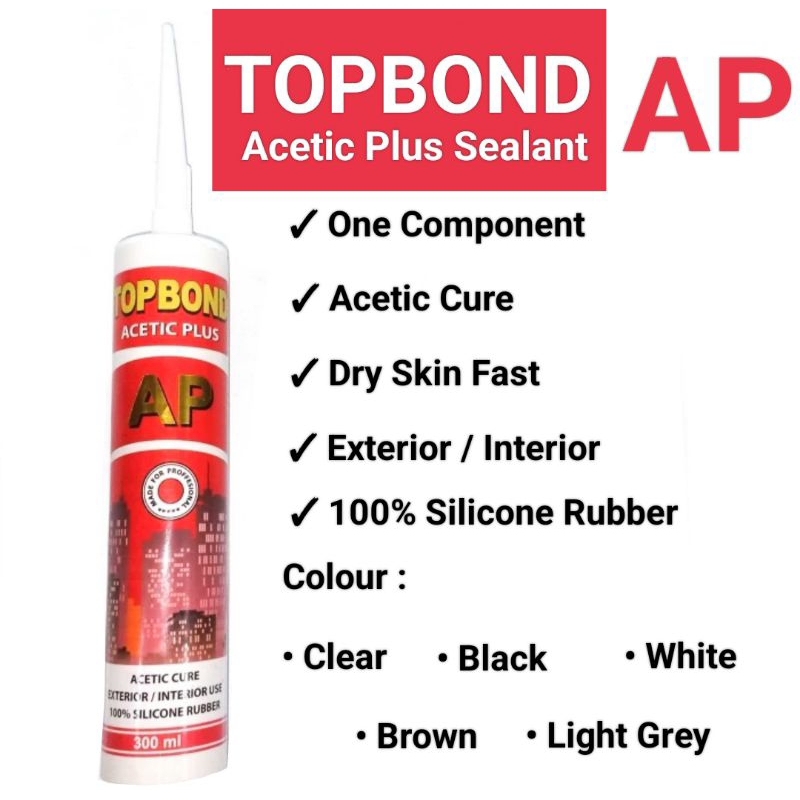 Jual Lem Silikon Kaca / Aquarium TOPBOND Acetic Plus Silicone Sealant ...