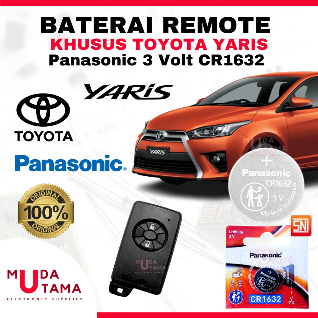 Jual Baterai Remote YARIS - ORIGINAL PANASONIC CR1632 | Battery Remote ...