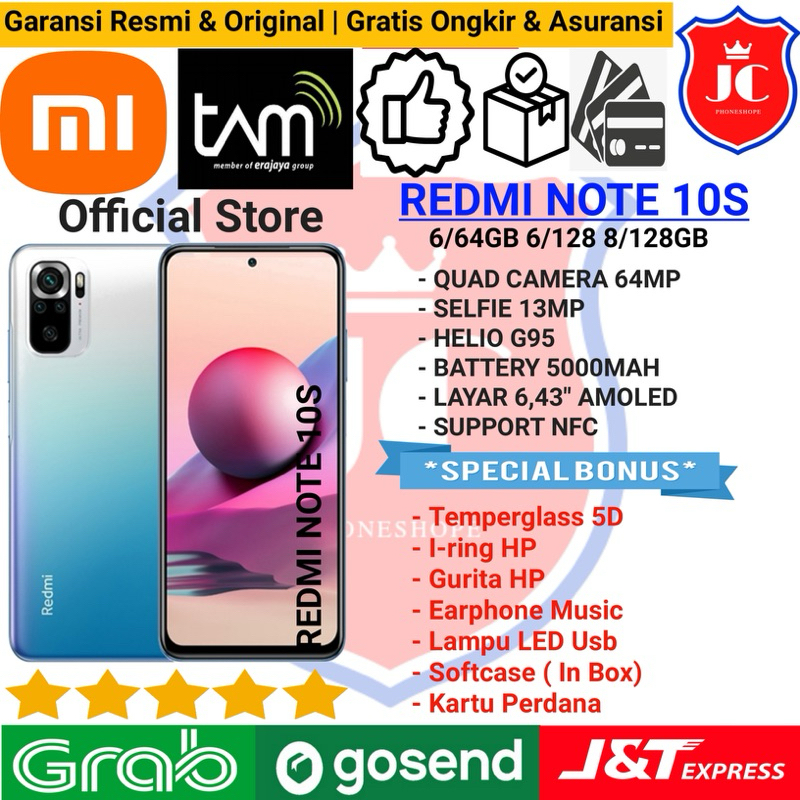 Jual XIAOMI REDMI NOTE 10S NFC RAM 8/128GB 6/64GB 6/128GB GARANSI RESMI ...