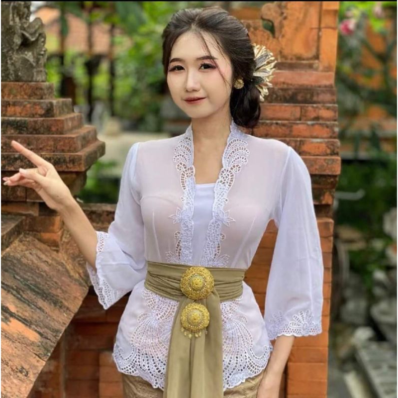 Jual kebaya bordir kaswari tangan lonceng warna lengkap | Shopee Indonesia