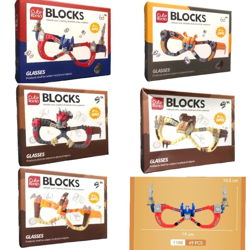 Jual Mainan Anak Kacamata Block Brick DIY Transformer Dinosaurus ...