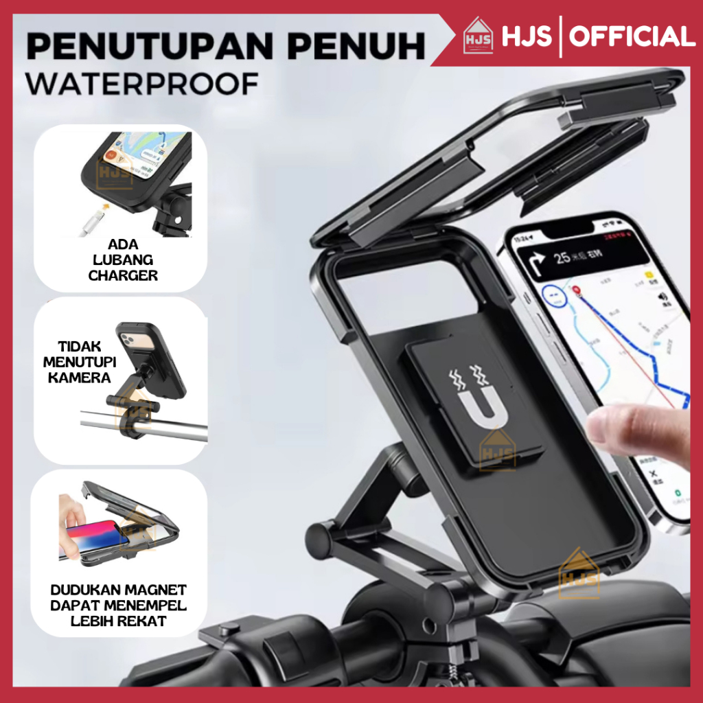 Jual Holder Hp Motor Waterproof Anti Air Kuat Kokoh Untuk Pemasangan Di Stang Motor / Tempat HP ...