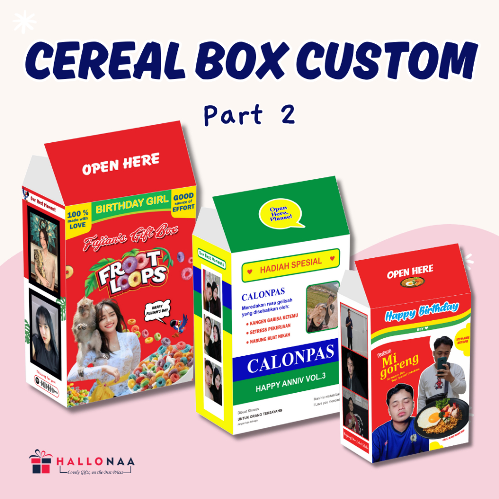 Jual CEREAL BOX CUSTOM / GIFT BOX CUSTOM / BOX KADO / TEMPAT KADO [Katalog 2 Hallonaastore ...