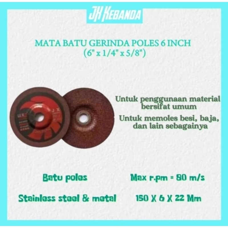 Jual Mata Gerinda Poles 6 Inch JX ( 6*6MM ) 150 x 6 x 22 MERAH | Shopee ...