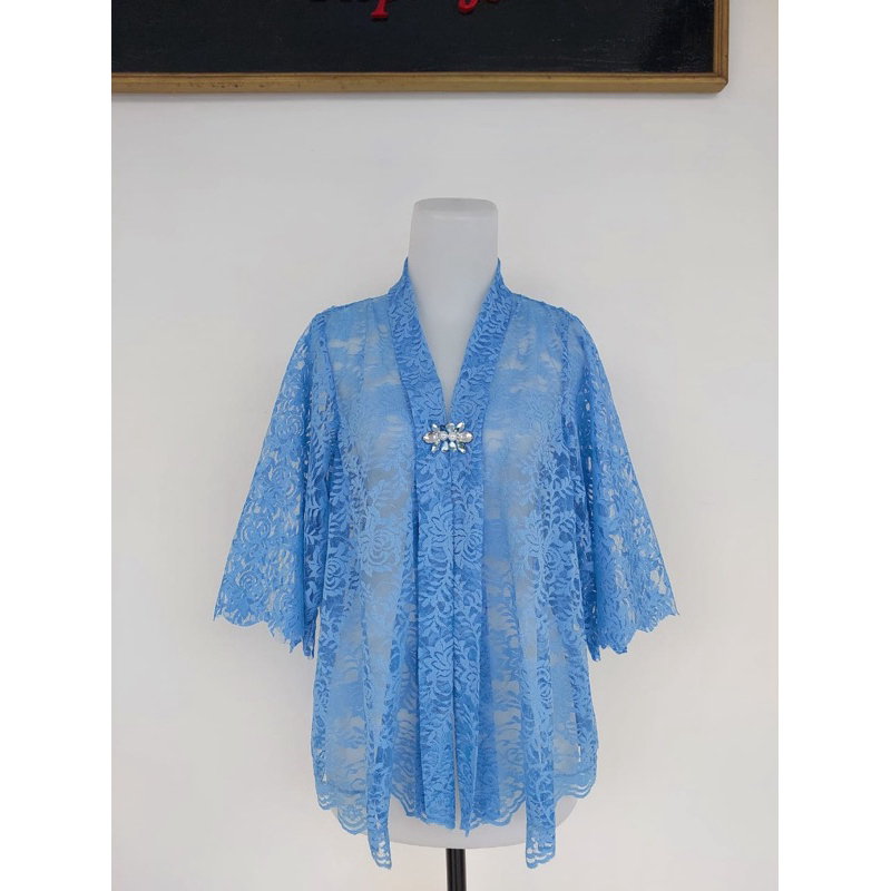 Jual Kebaya Kartini Pendek warna Blue Ice Blue Mint | Shopee Indonesia