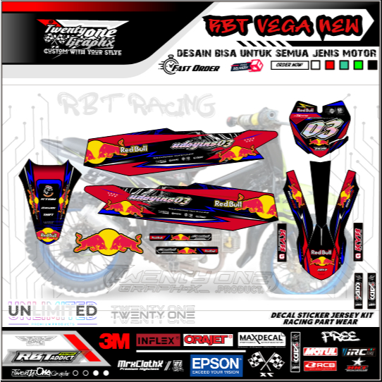 Jual Stiker Decal Rbt Vega r new Redbull Bebek Trail Striping Stiker ...