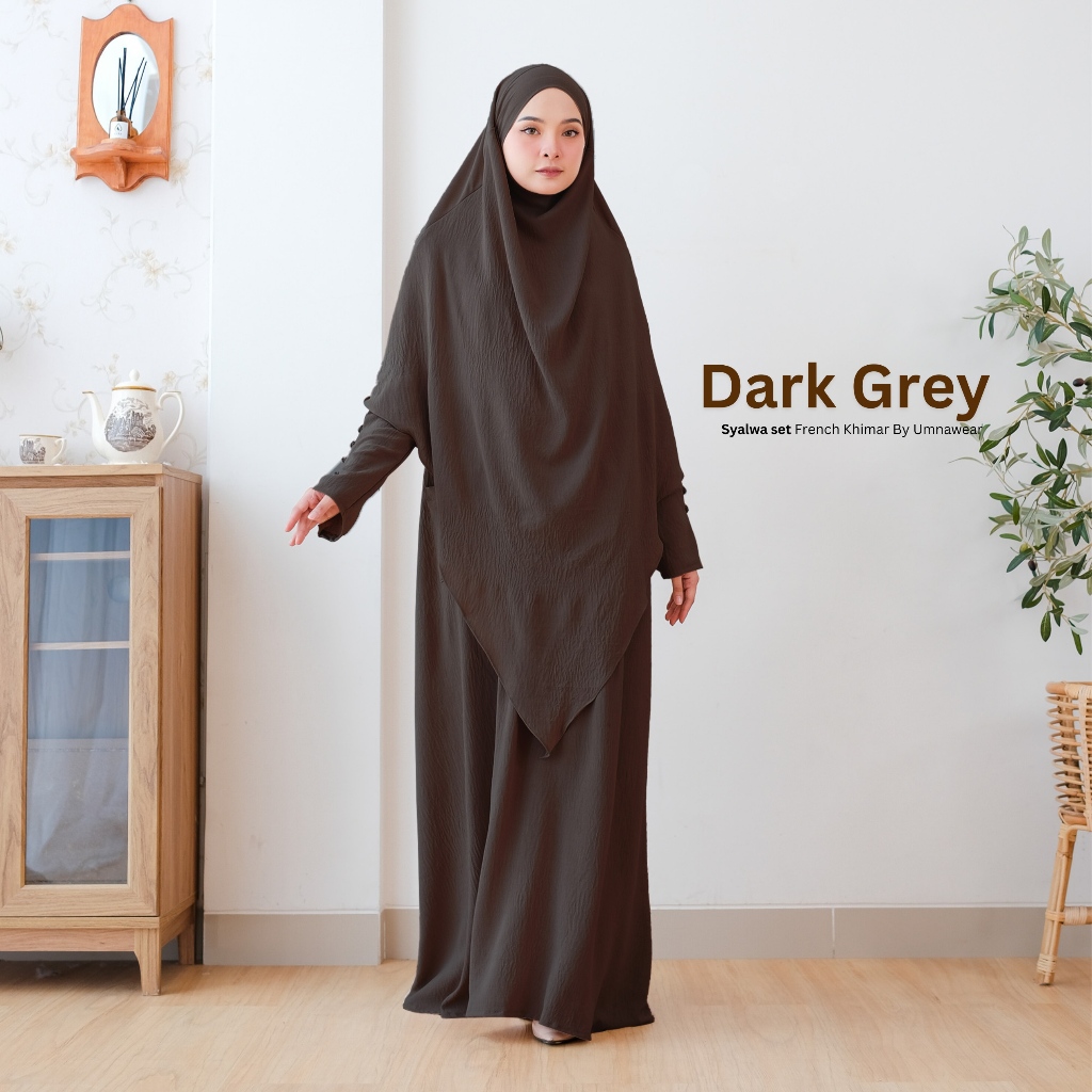 Jual Salwa Set French Khimar | Abaya Syari Gamis Set Umroh Haji by Umnawear | Shopee Indonesia
