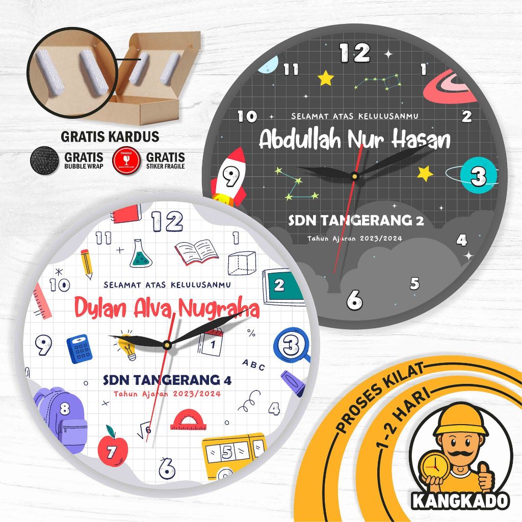 Jual Hadiah Jam Dinding 20CM Souvenir Graduation Anak Kado Kelulusan ...