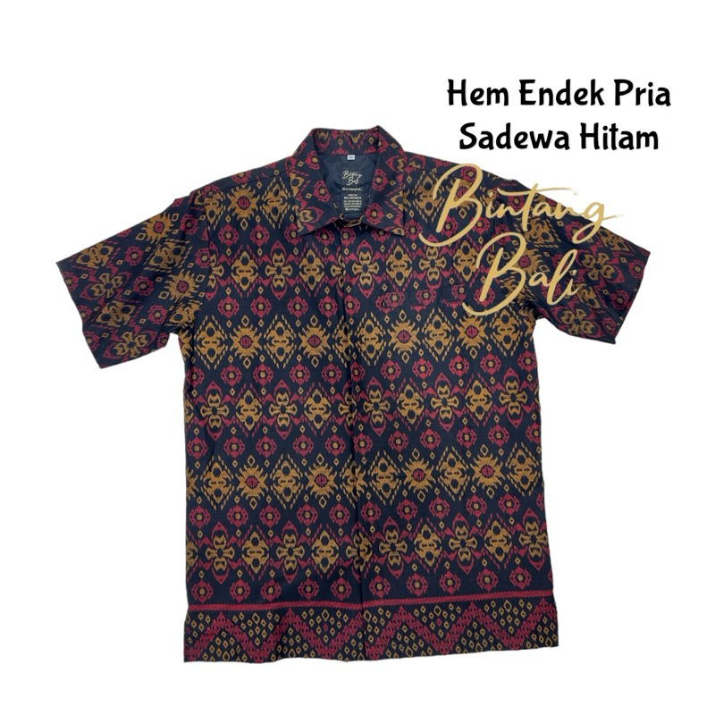 Jual Kemeja Endek Katun Batik Bali Pria Lengan Pendek Motif Sadewa ...