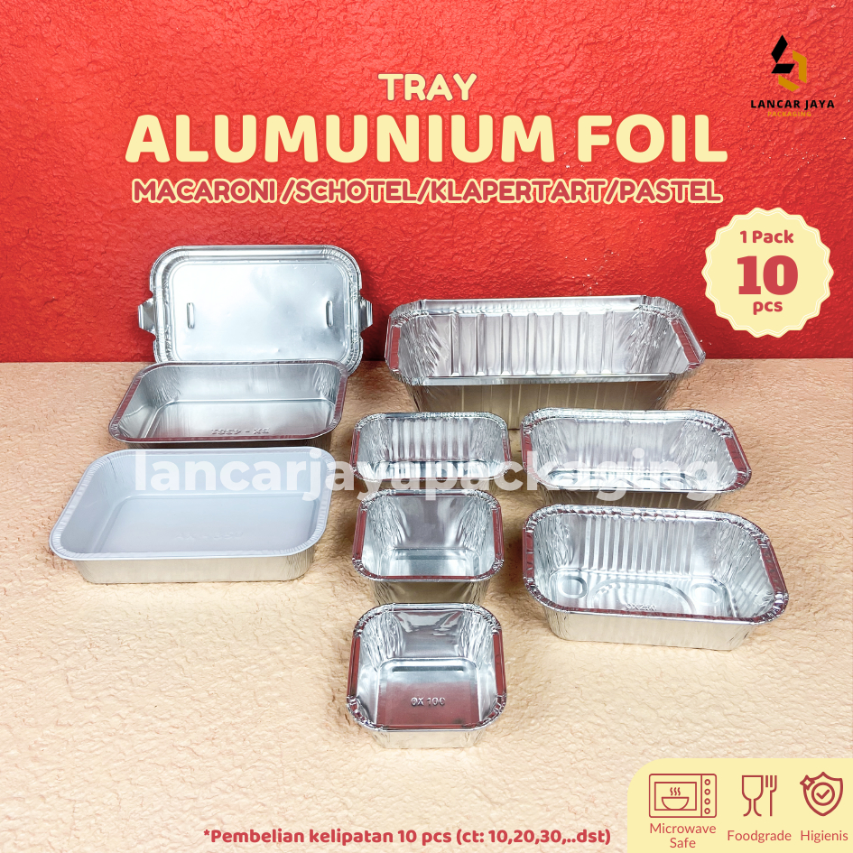 Jual Aluminium Foil Tray Kotak Persegi Panjang Tempat Pastel Tutup Macaroni Schotel Klaper Tart ...