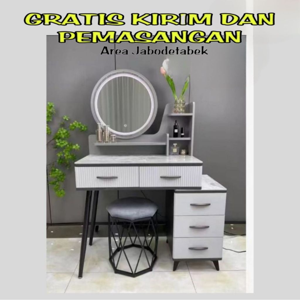 Jual Meja Rias Dengan Lampu LED Kaki Besi / Meja Rias Modern Mewah ...