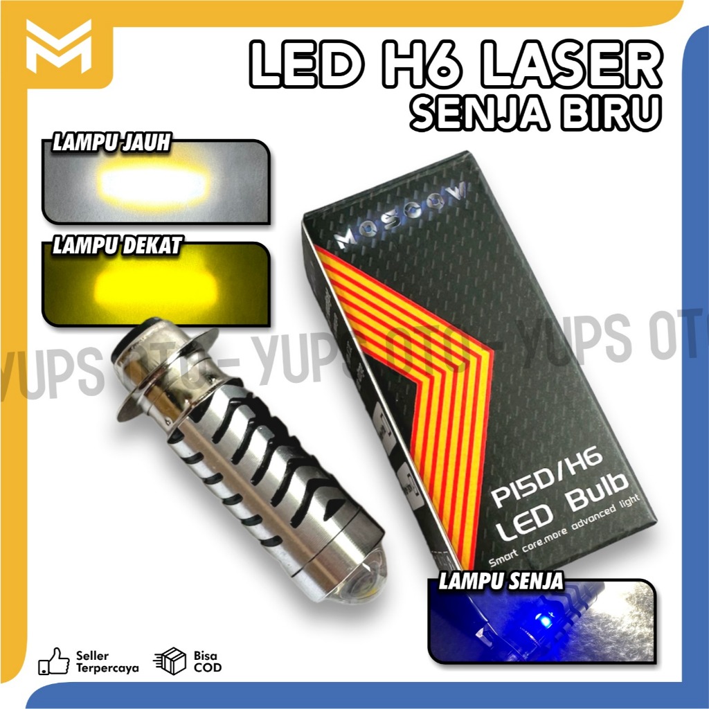 Jual LAMPU LED DEPAN MOTOR H6 LASER LED HI LOW AC DC DOUBLE COLOR WHITE YELLOW + LAMPU SENJA ...